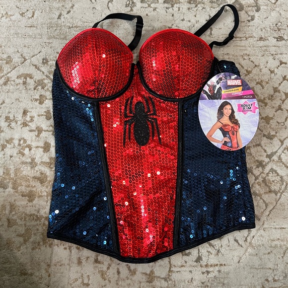 Marvel | Tops | Marvel Red And Blue Sequin Spiderman Corset Halloween | Poshmark